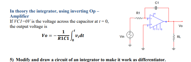 Solved In theory the integrator, using inverting Op | Chegg.com