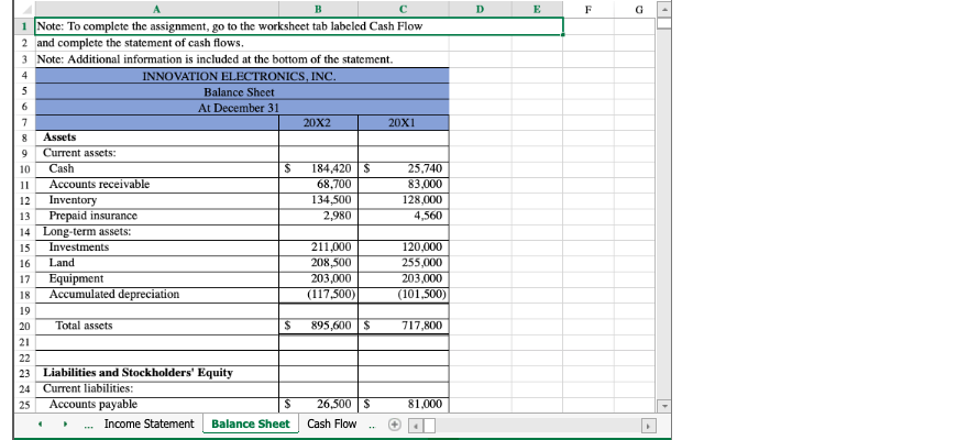 Solved Use the income statement and balance sheet to prepare | Chegg.com