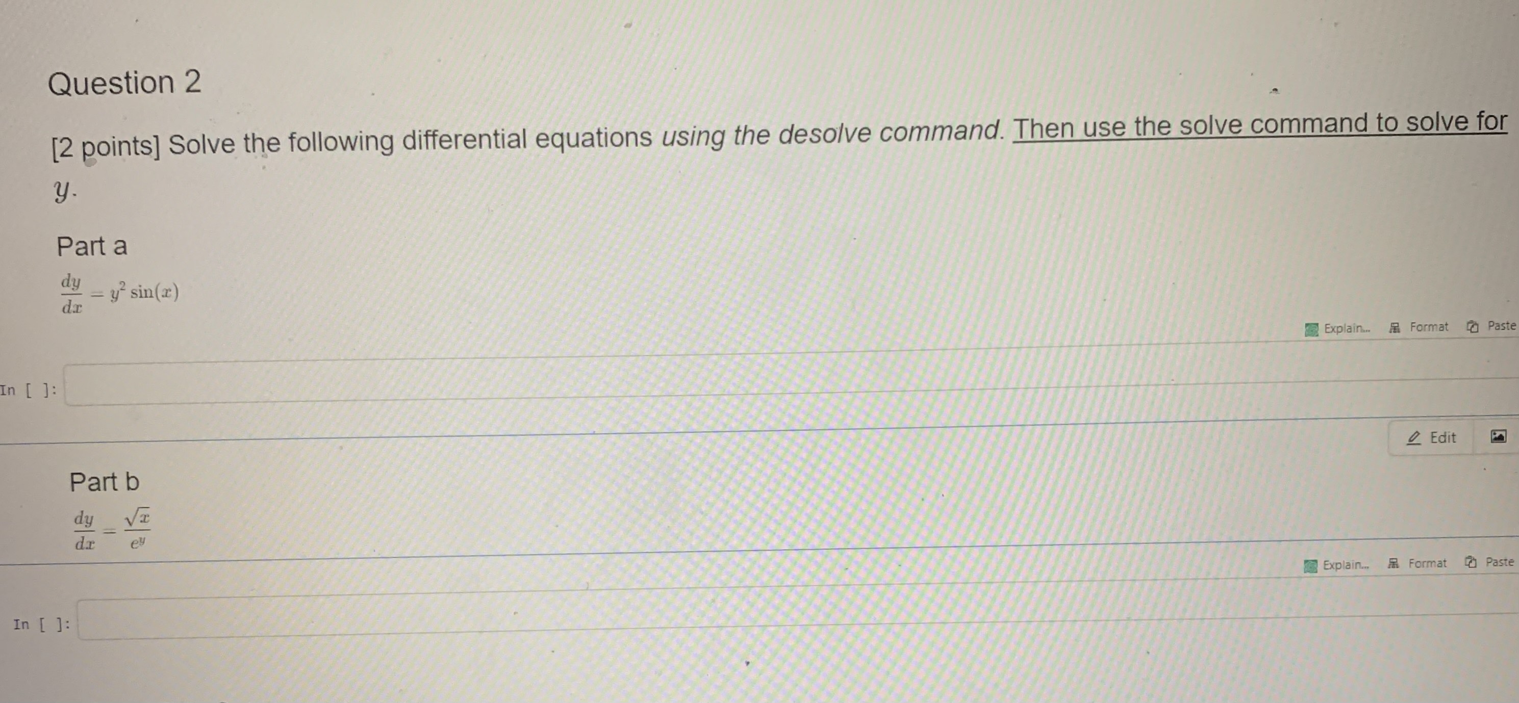 Solved [2 points] Solve the following differential equations | Chegg.com