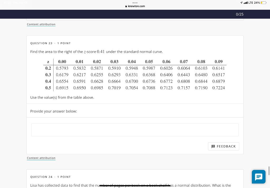 Solved * | LTE 24% ] knewton.com 0/25 Content attribution | Chegg.com
