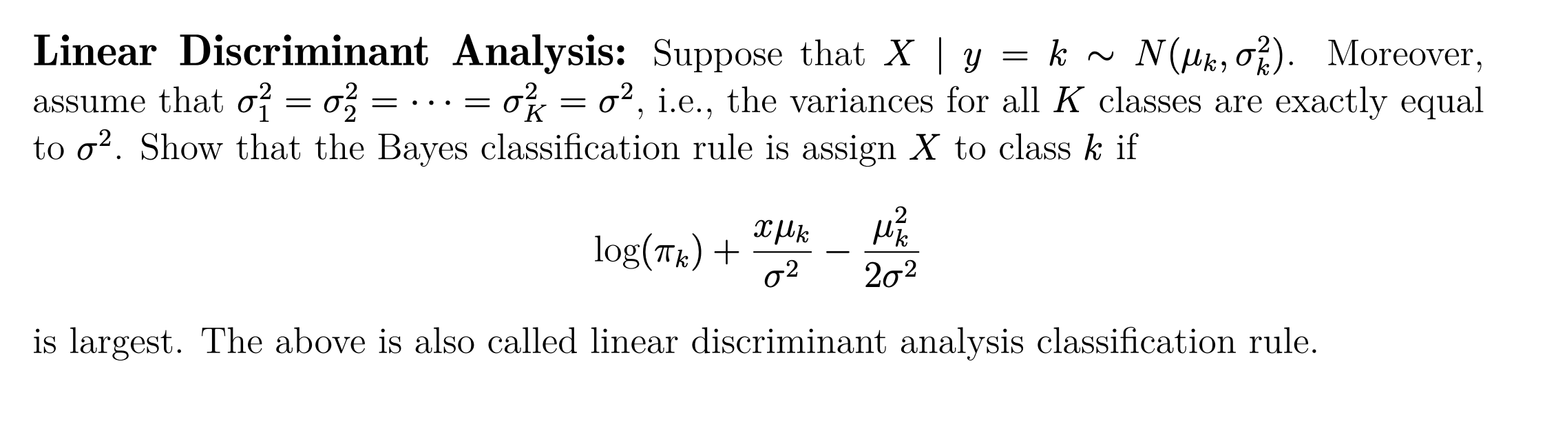 Linear Discriminant Analysis: Suppose that X | Y = k | Chegg.com