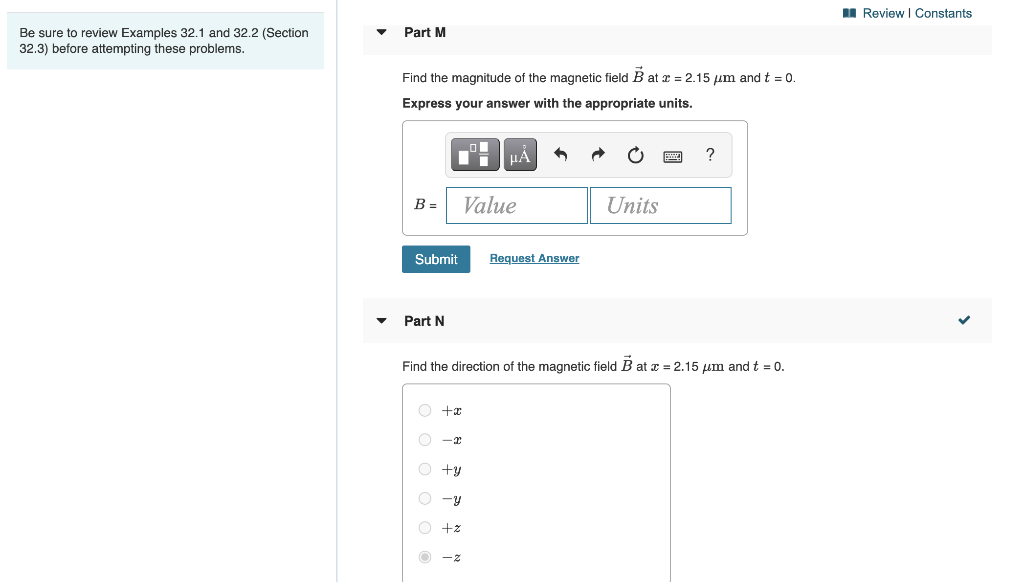 Solved n Review | Constants Be sure to review Examples 32.1 | Chegg.com