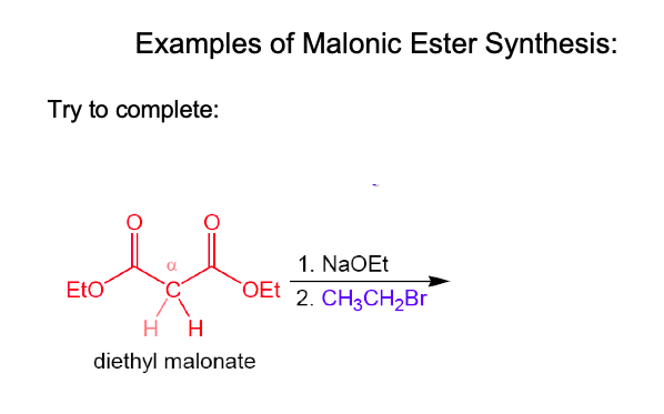 Solved Examples of Malonic Ester Synthesis: Try to complete: | Chegg.com