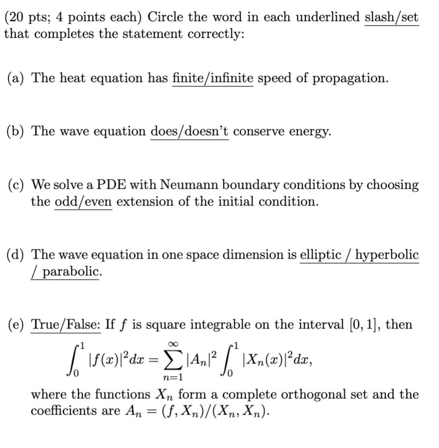 Solved Circle the word in each underlined slash/set that | Chegg.com