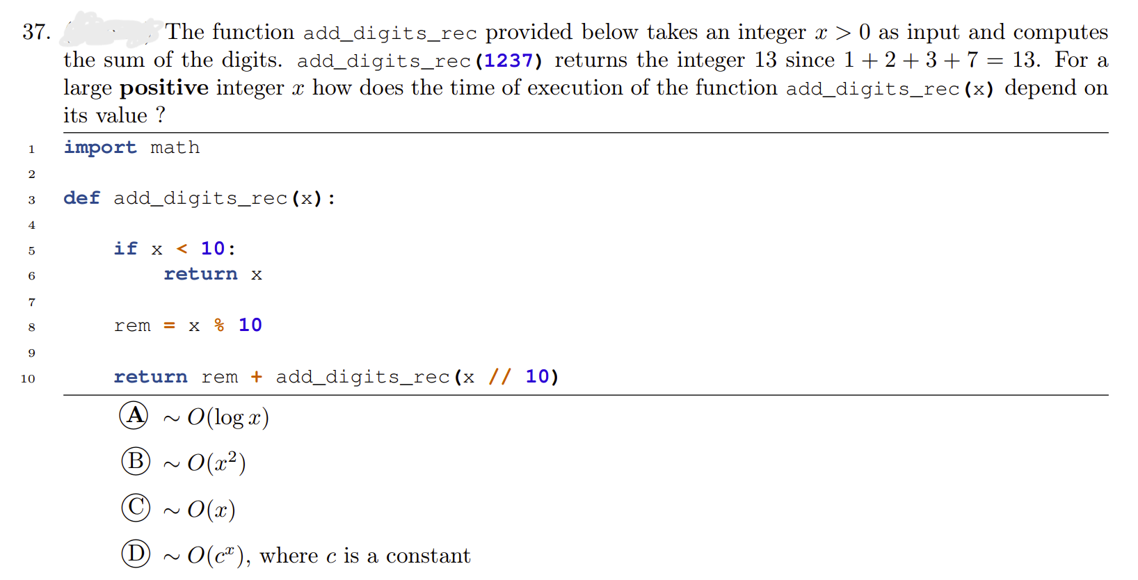 Solved The function add_digits_rec provided below takes an | Chegg.com