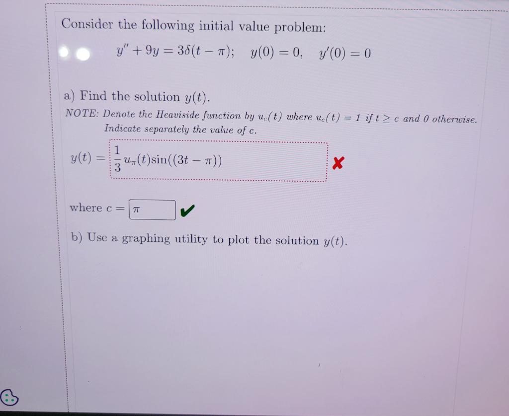 Solved Consider the following initial value problem: | Chegg.com