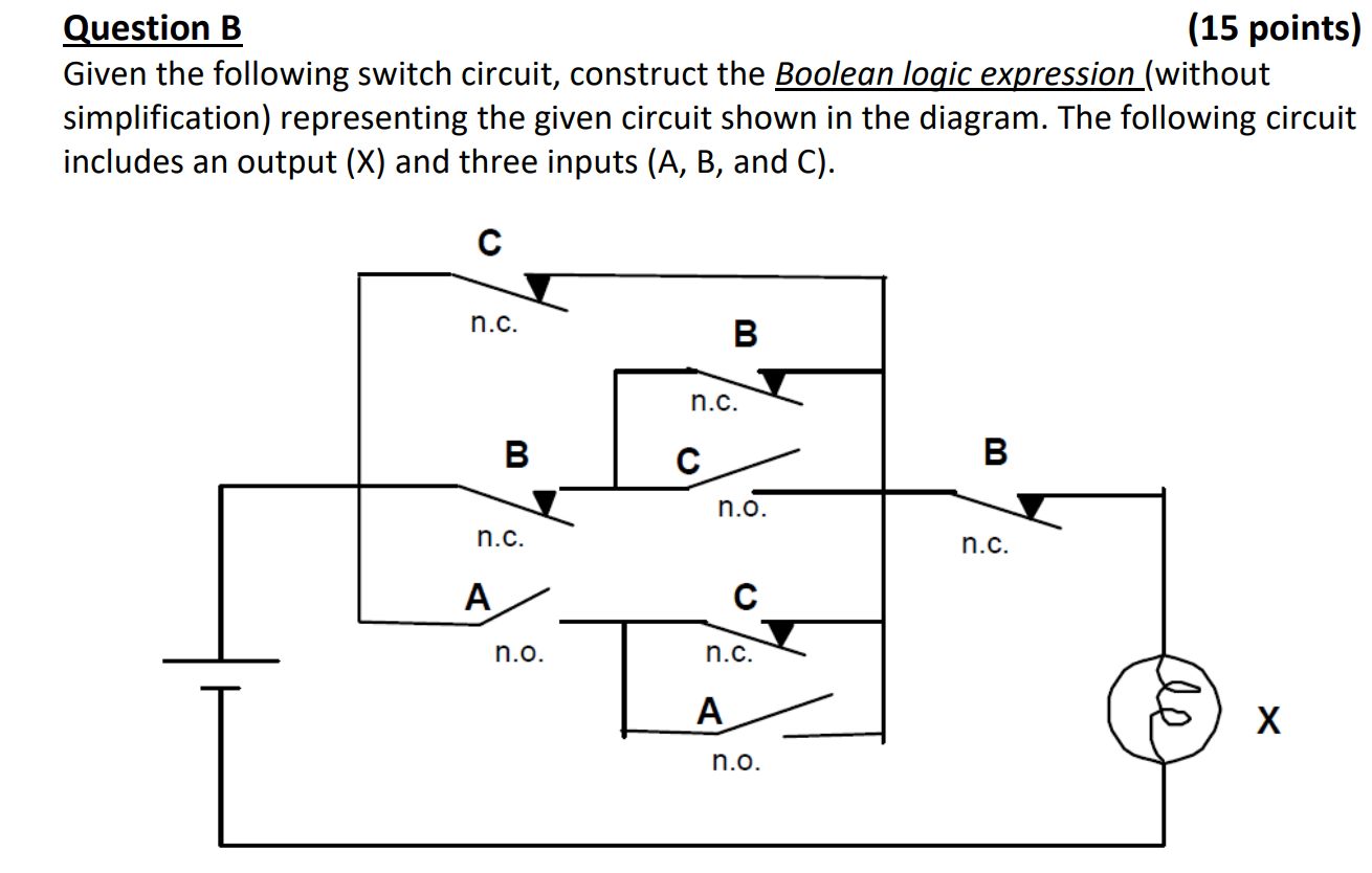 Solved Question B (15 points) Given the following switch | Chegg.com