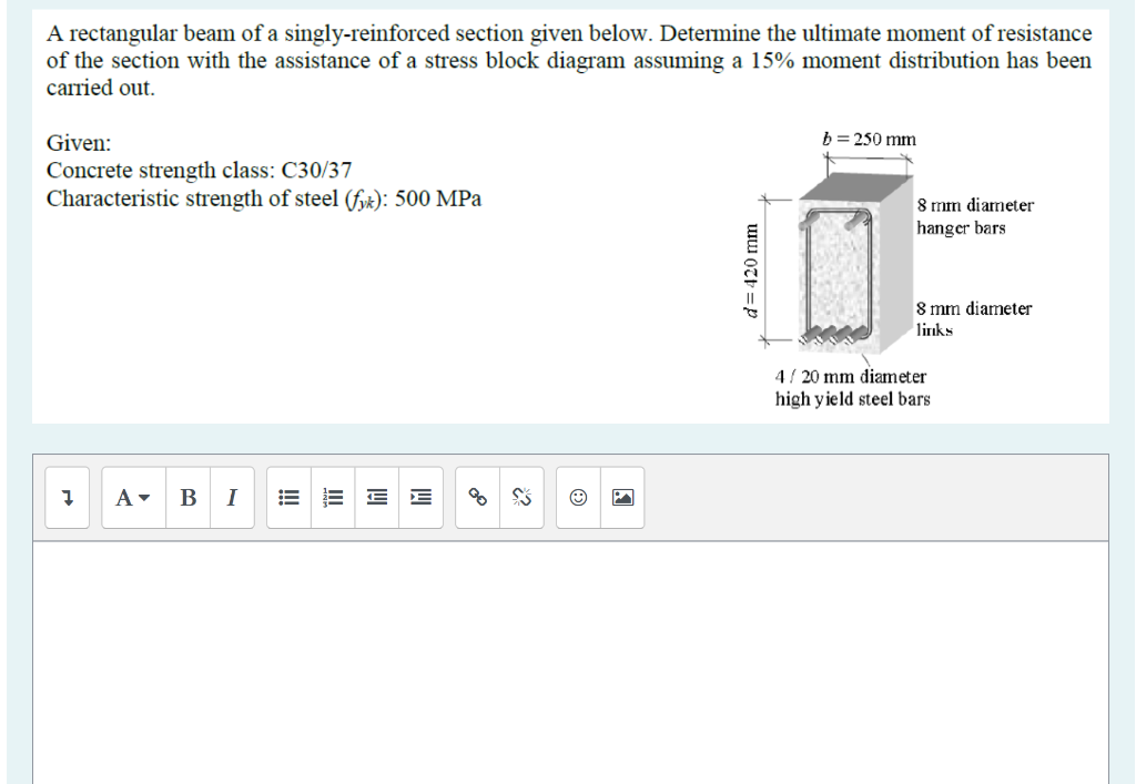 Solved A rectangular beam of a singly-reinforced section | Chegg.com