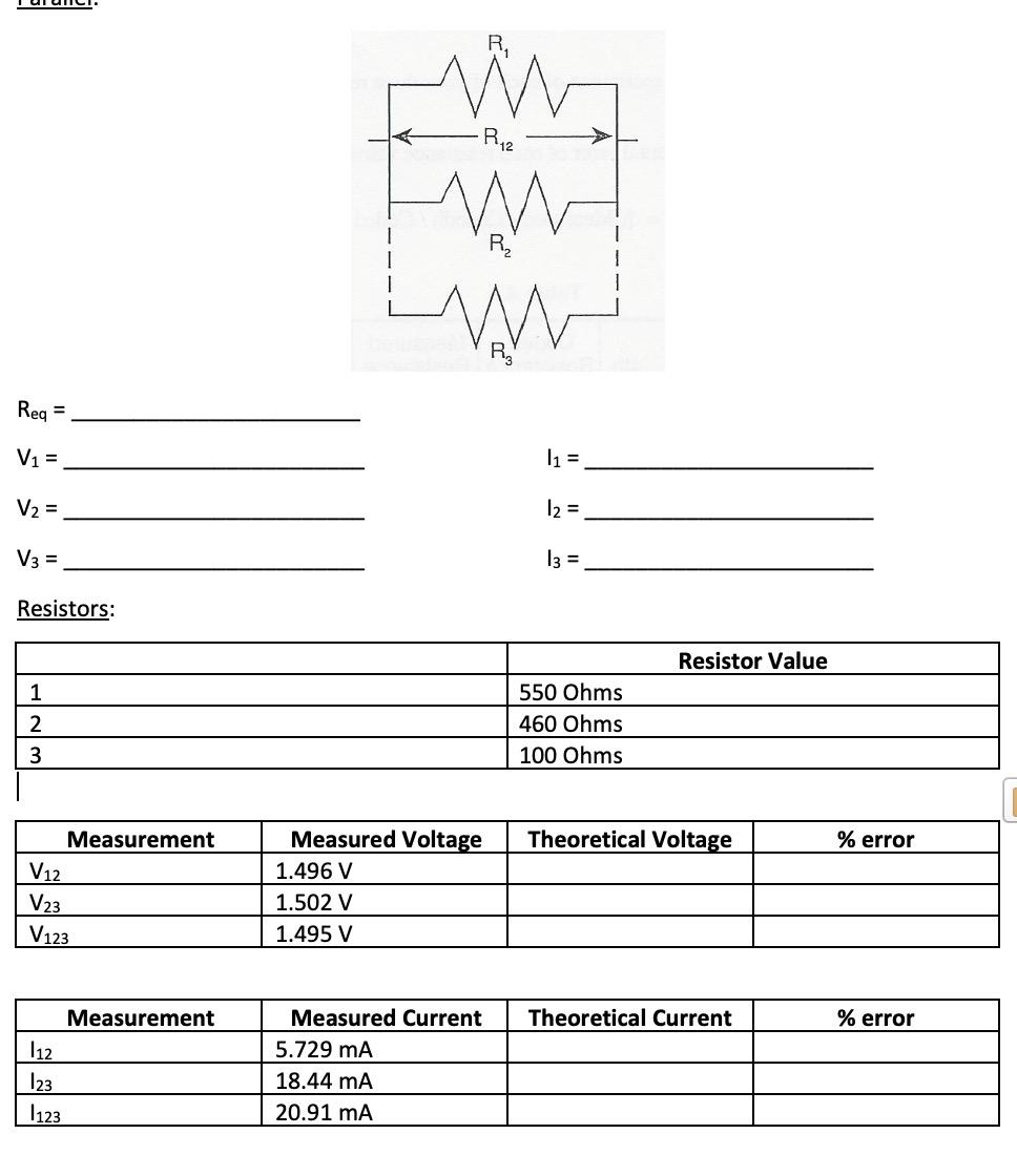 Solved R • R2 Lir Req = V1 = l1 = V2 = 12 = V3 = 13 = | Chegg.com