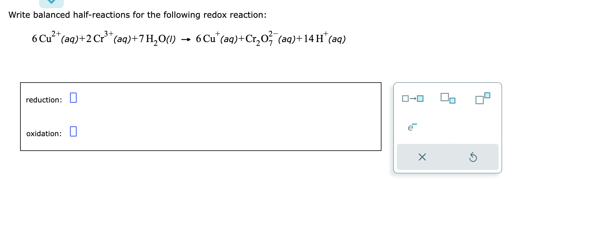 Solved Write balanced half-reactions for the following redox | Chegg.com