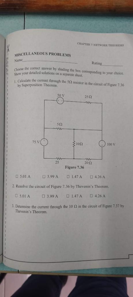 Solved CHAPTER 7 NETWORK THEOREMS MISCELLANEOUS PROBLEMS | Chegg.com