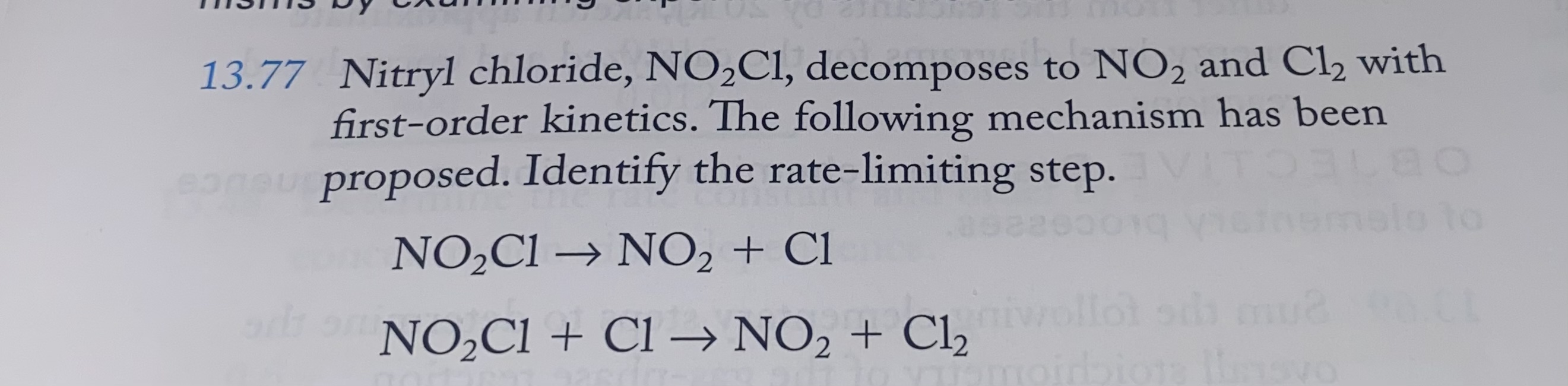 Solved 3.77 Nitryl chloride, NO2Cl, decomposes to NO2 and | Chegg.com