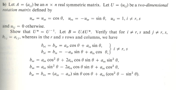 Solved b) Let A (a) be an n x n real symmetric matrix. Let U | Chegg.com