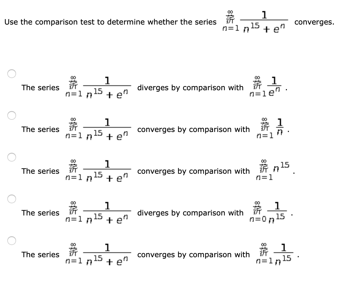 Solved Use the comparison test to determine whether the | Chegg.com