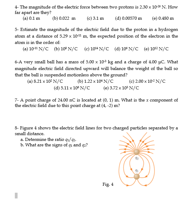 Solved 4- The magnitude of the electric force between two | Chegg.com