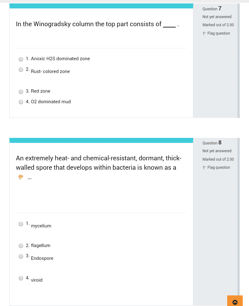 Solved Question 7 Not yet answered In the Winogradsky column | Chegg.com