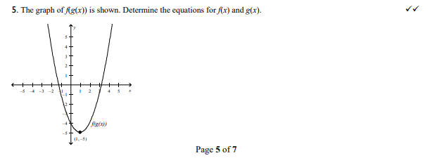 Solved 5. The graph of g(x)) is shown. Determine the | Chegg.com
