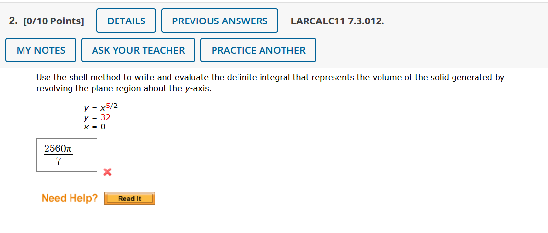 Solved Use the shell method to write and evaluate the | Chegg.com
