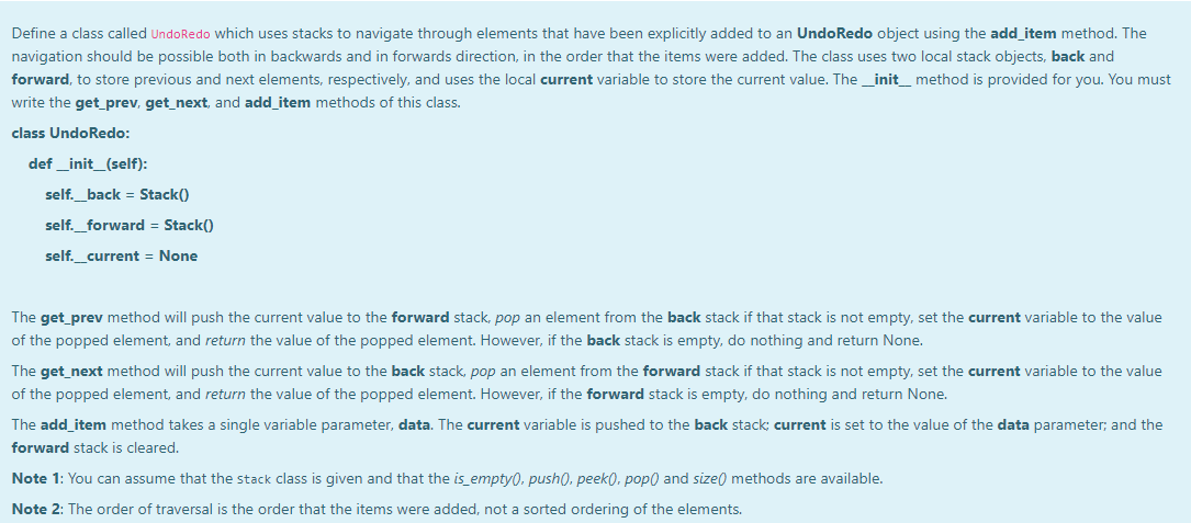 Solved Language Python Class Stack Def