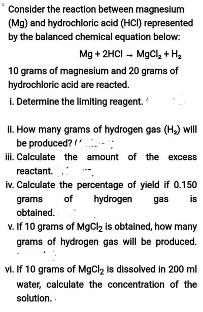 Solved Consider the reaction between magnesium \\( | Chegg.com