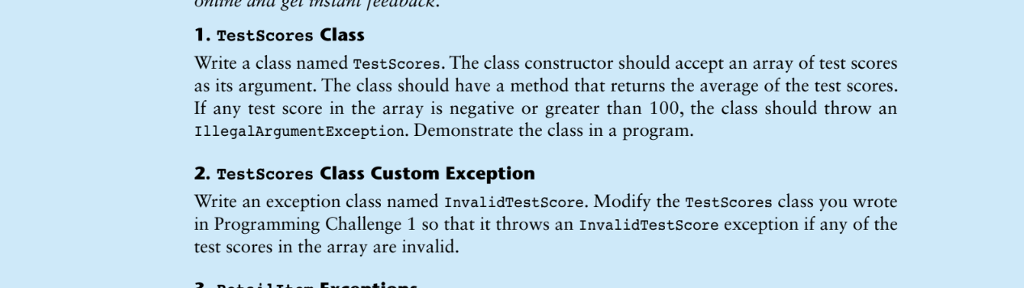 Solved 1. Testscores Class Write a class named Testscores. | Chegg.com