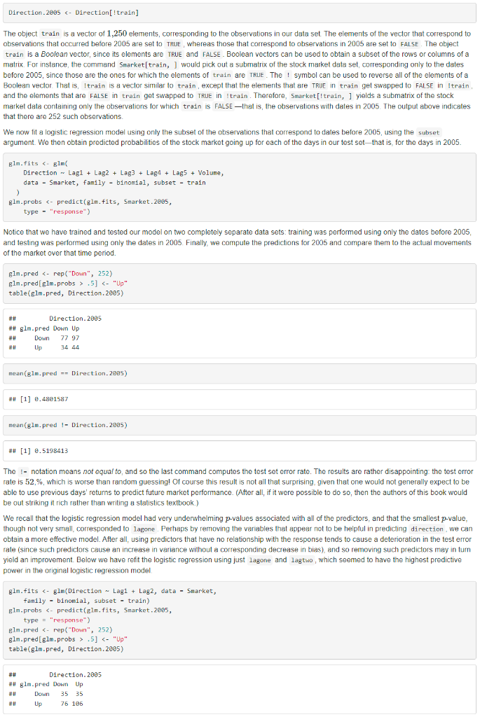 Solved 4.7.2 Logistic Regression Submit:The smallest p-value | Chegg.com