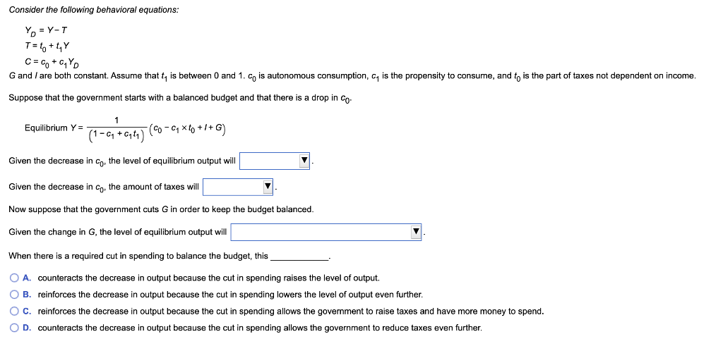 Solved Consider the following behavioral equations: YoY-T T= | Chegg.com