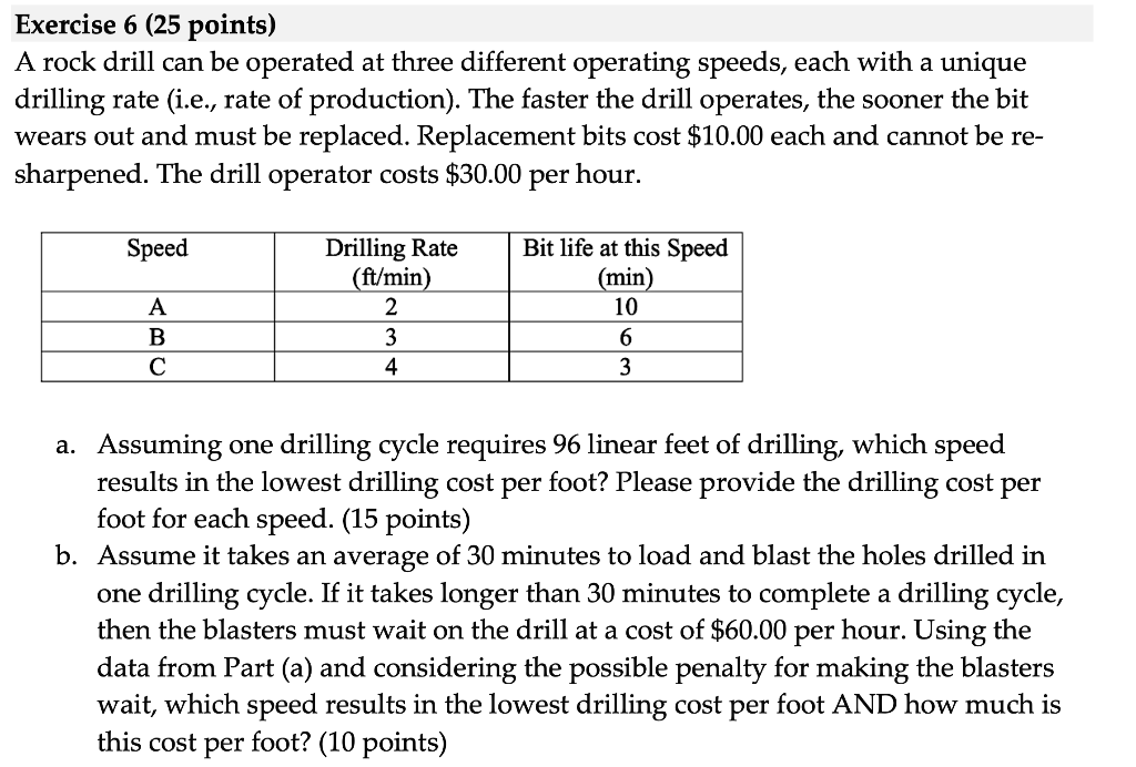 Solved Exercise 6 (25 points) A rock drill can be operated | Chegg.com