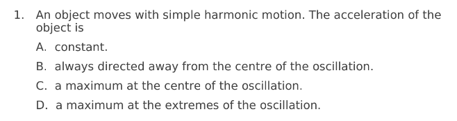 Solved 1. An object moves with simple harmonic motion. The | Chegg.com