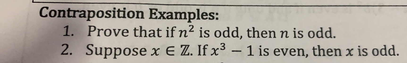 Solved Contraposition Examples: | Chegg.com