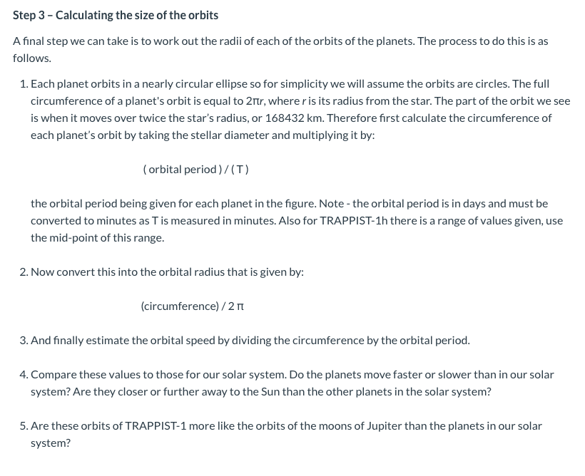 Step 3 - Calculating the size of the orbits A final | Chegg.com