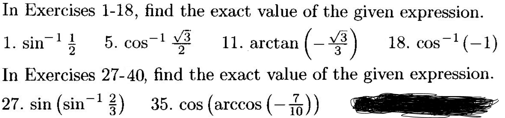 Solved 1. sin- -1 1 5. cos-1 V3 2 In Exercises 1-18, find | Chegg.com