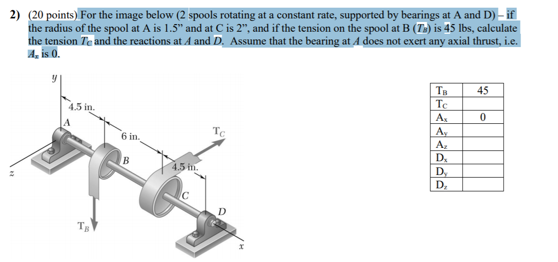 Solved 2) (20 points) For the image below (2 spools rotating | Chegg.com