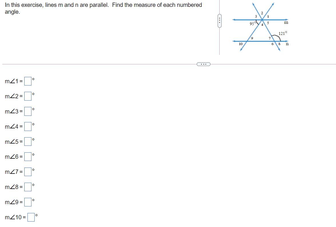Solved In this exercise, lines m and n are parallel. Find | Chegg.com