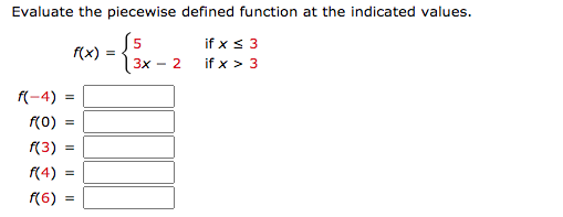 Solved Evaluate the piecewise defined function at the | Chegg.com