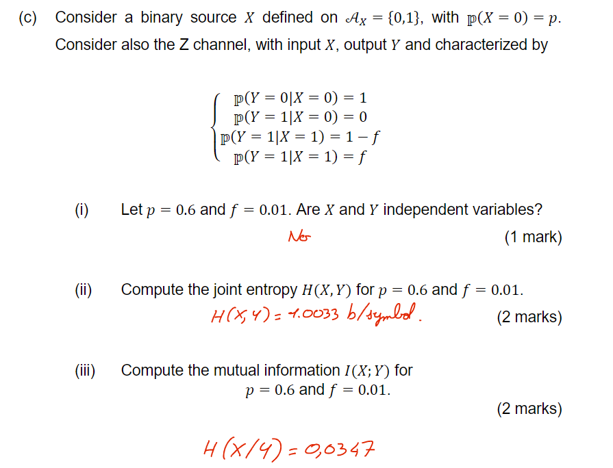 Solved c) Consider a binary source X defined on AX={0,1}, | Chegg.com