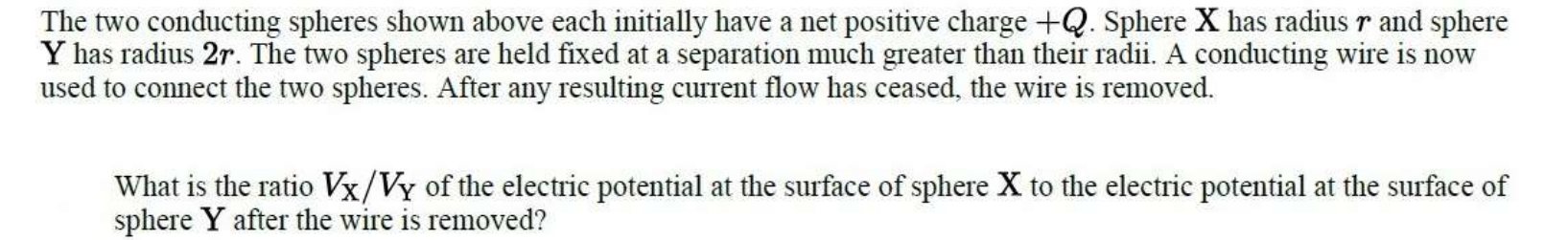 Solved The two conducting spheres shown above each initially | Chegg.com
