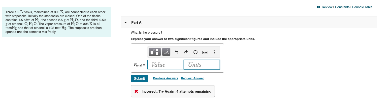 Solved R=0.08206 The pressure I believe should be in ATM not | Chegg.com