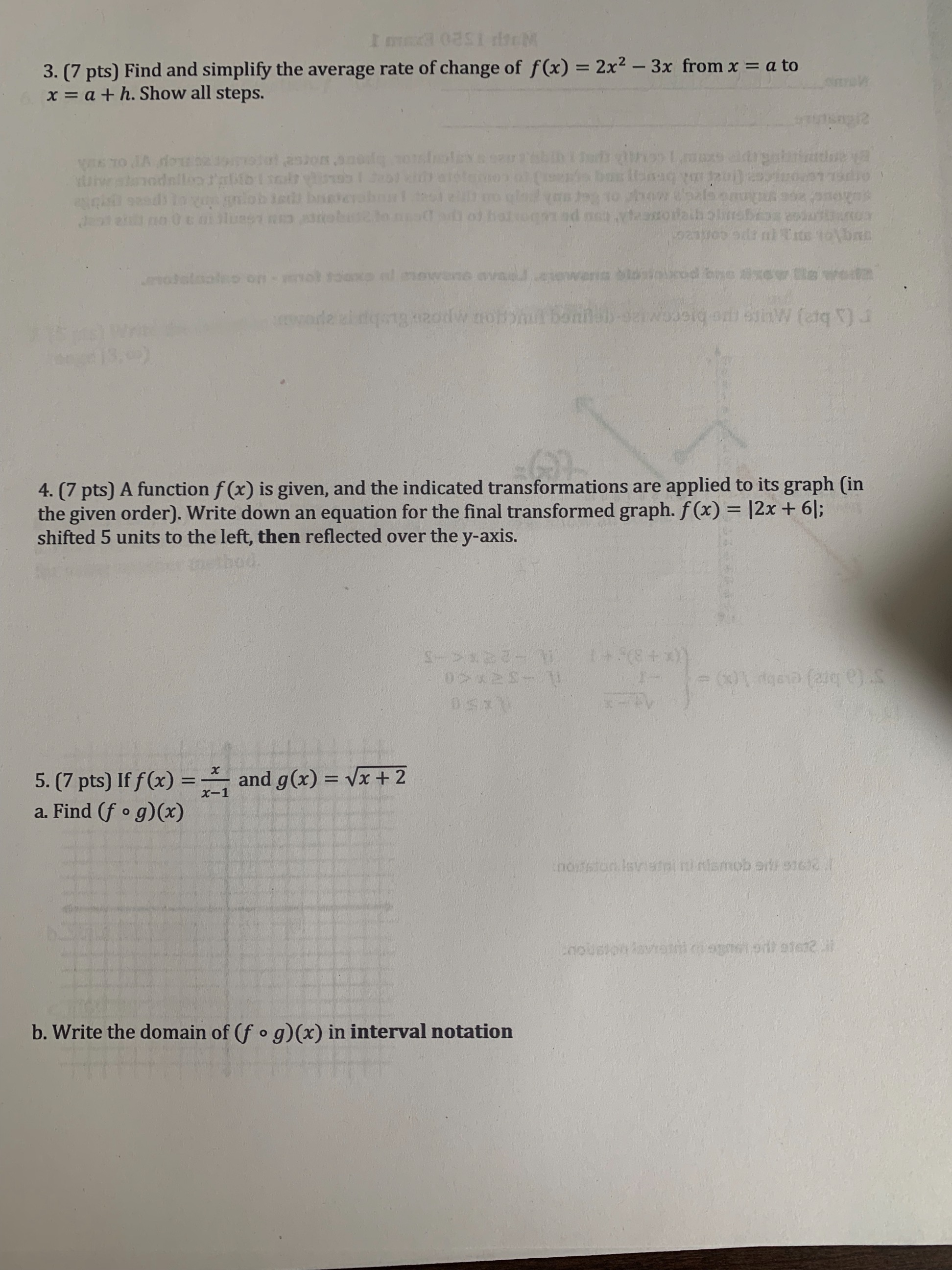 Solved (7 ﻿pts) ﻿Find and simplify the average rate of | Chegg.com