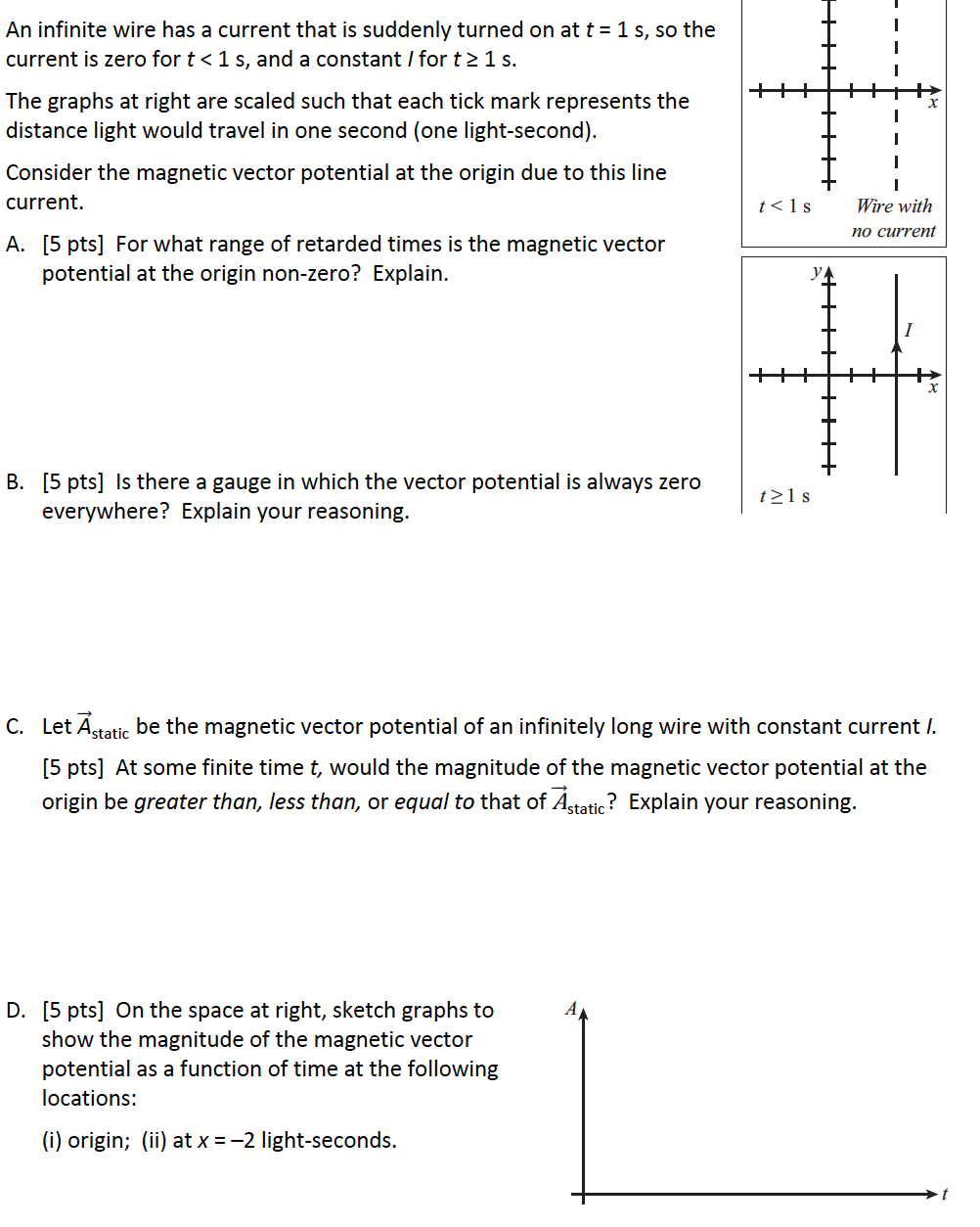 An infinite wire has a current that is suddenly | Chegg.com