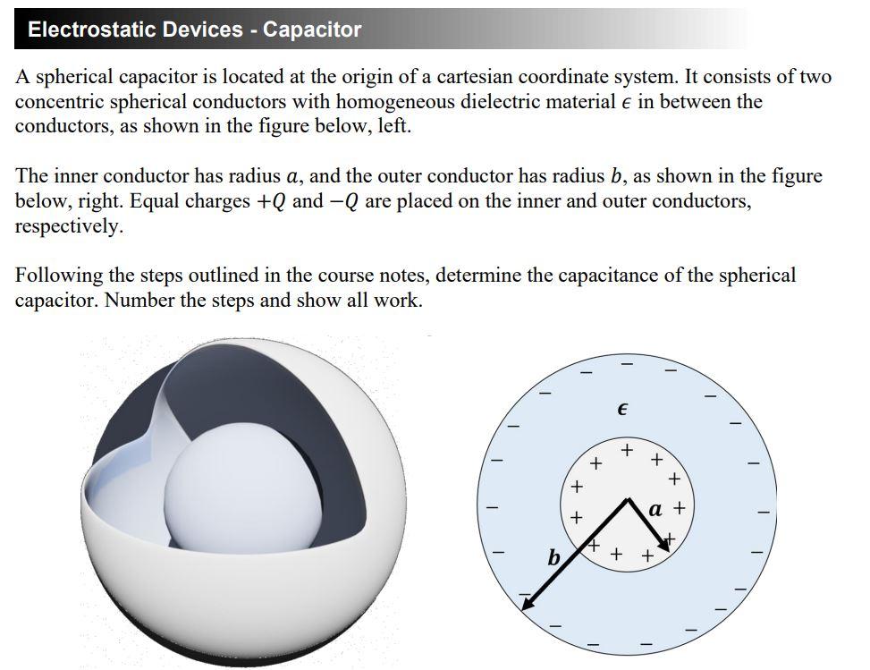 Solved Electrostatic Devices - Capacitor A spherical | Chegg.com