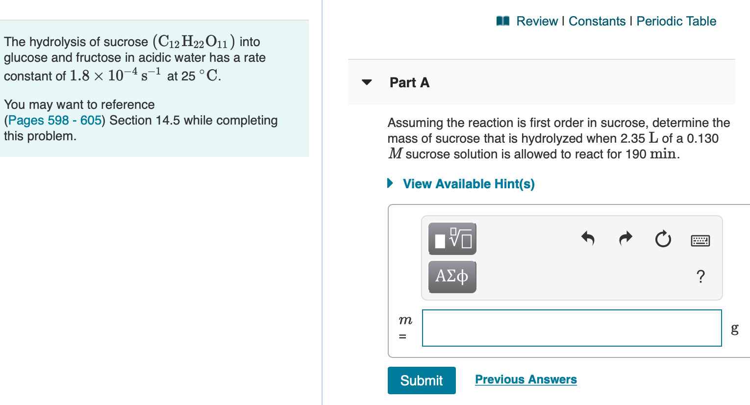 Solved II Review | Constants 1 Periodic Table The hydrolysis | Chegg.com Solved II Review | Constants 1 Periodic Table The hydrolysis | Chegg.com
