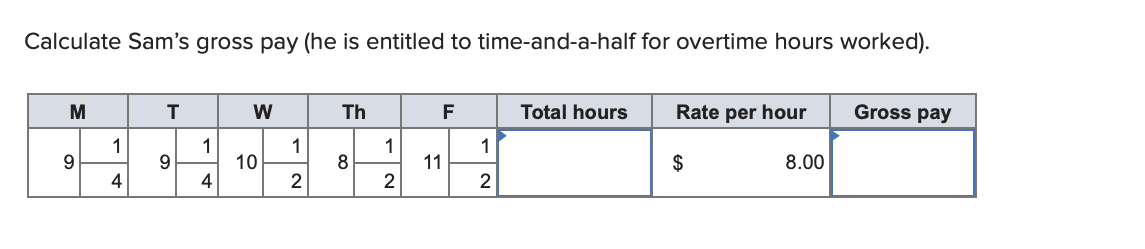 Solved Calculate Sam's gross pay (he is entitled to | Chegg.com