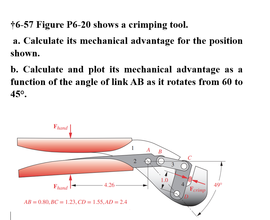 †6-57 ﻿Figure P6-20 ﻿shows a crimping tool.a. | Chegg.com