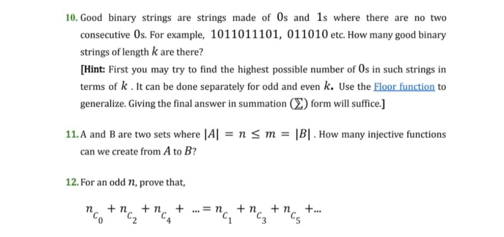 Solved 10 Good Binary Strings Are Strings Made Of Os And 1s 6829