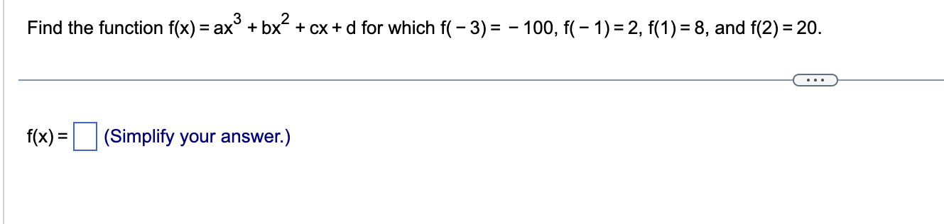 Solved Find the function f(x)=ax3+bx2+cx+d ﻿for which | Chegg.com