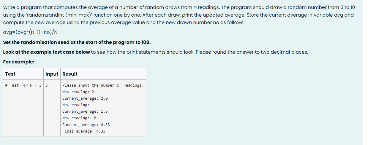 Solved Write A Program That Computes The Average Of A Number