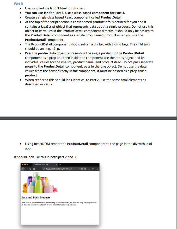 Solved Part 3 • • Use supplied file lab5.3.html for this | Chegg.com
