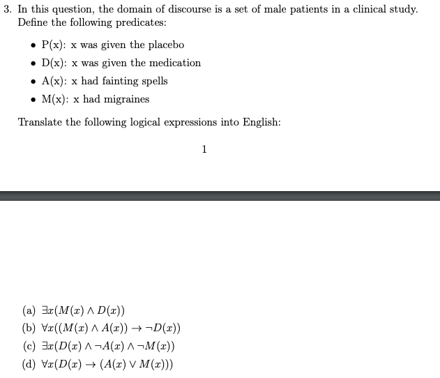 Solved 3. In this question, the domain of discourse is a set | Chegg.com