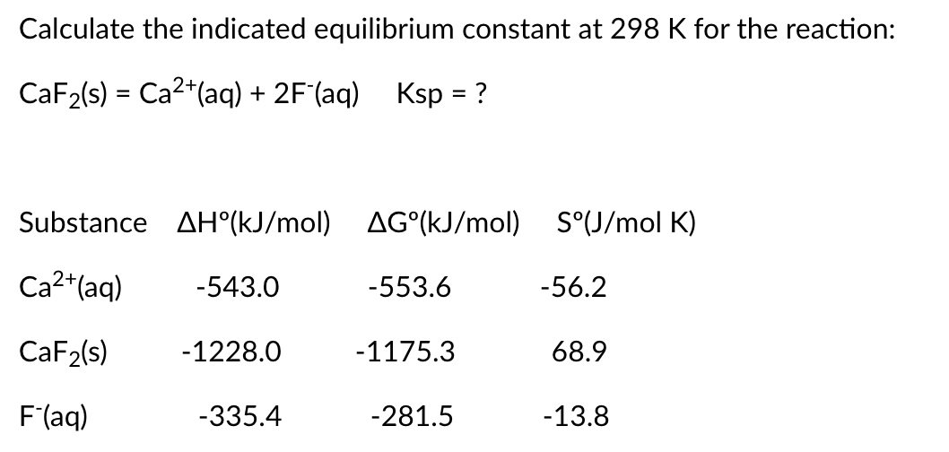 Solved Calculate the indicated equilibrium constant at 298 K | Chegg.com